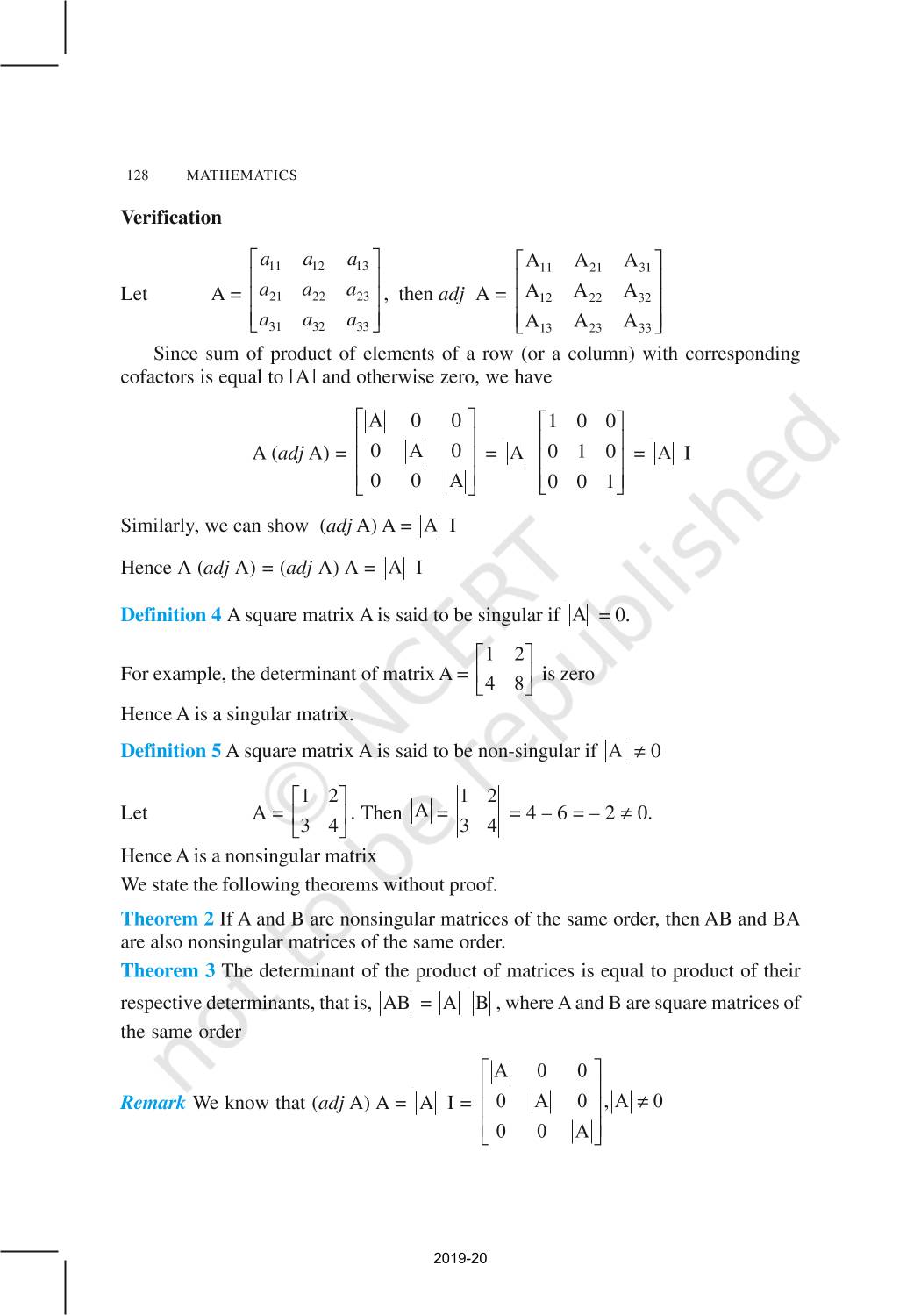 Determinants - NCERT Book of Class 12 Mathematics Part I